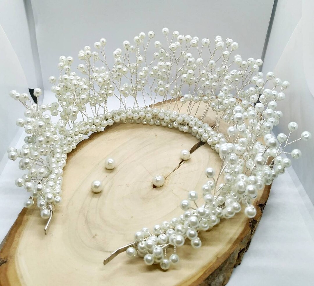 Wedding Crown.pearl Crown. New Bride Collection. Royal Tiara for Bride ...