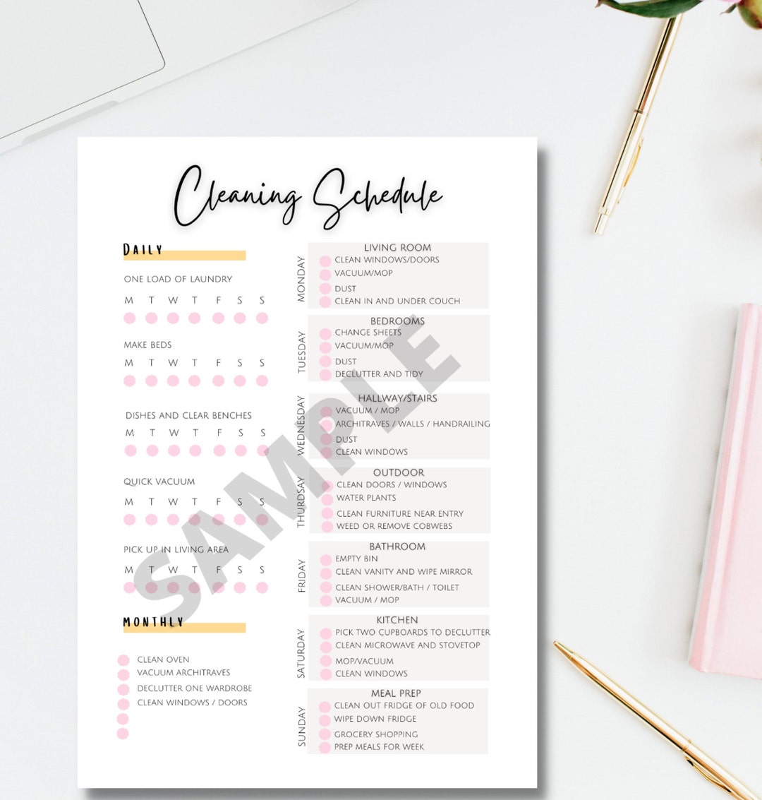 Cleaning Checklist A4 Printable PDF - Etsy