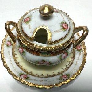 Antique Hand Painted Nippon Bone China Flower Pattern Porcelain Dish ...