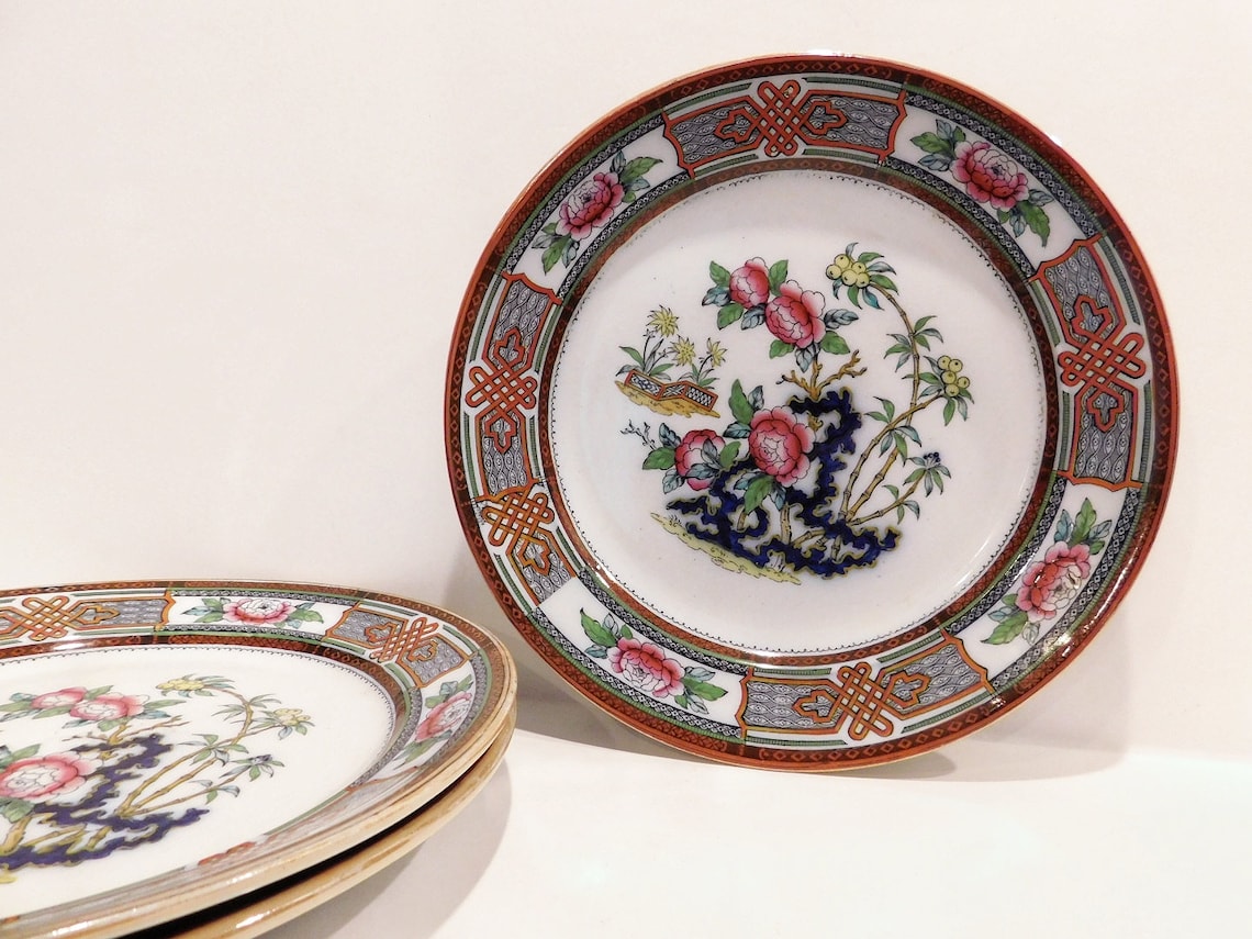 19th C. Antique indian Tree Three Porcelain Plates - Etsy