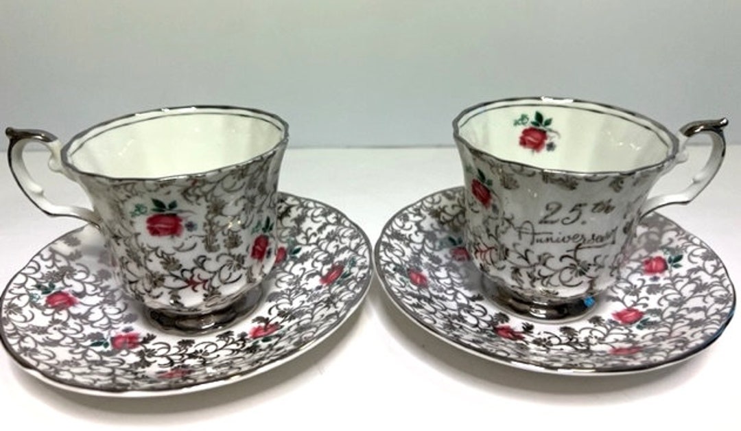 Pair of Elizabethan English Fine Bone China Flower Pattern Cups and ...