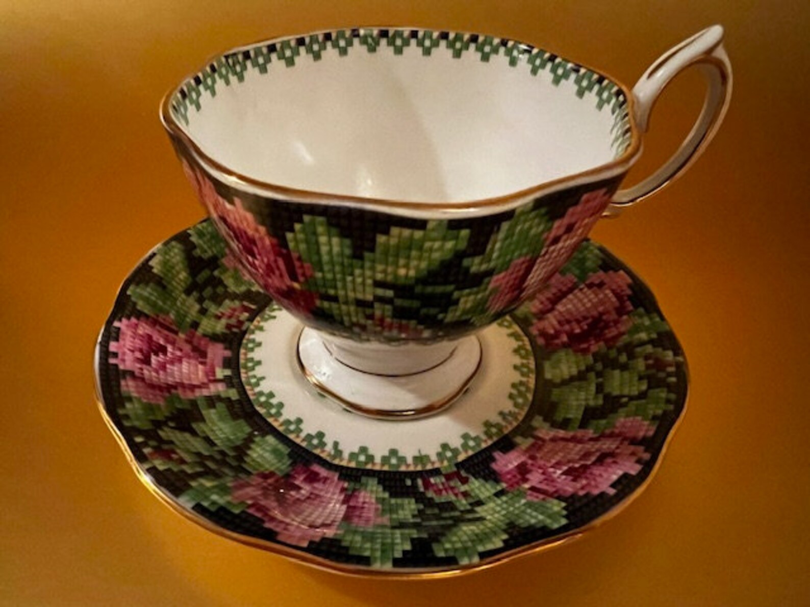 Vintage Royal Albert Bone China Rose Motif Needle Point Porcelain ...