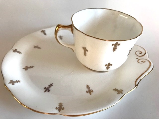 Set of Six Old Royal Bone China England White Gold Lily - Etsy