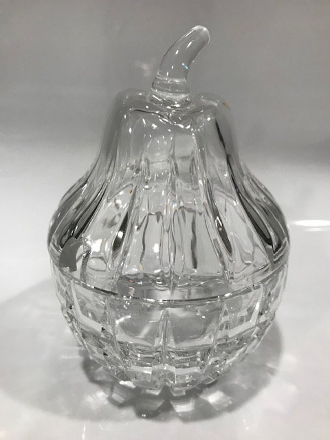 Vintage Pear Shape Glass Container Jar With Lid - Etsy