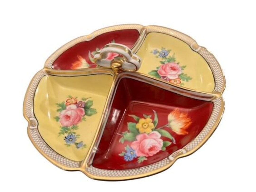 Antique Nippon Noritake Morimura Hand Painted Floral Motif Yellow Red ...