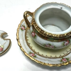 Antique Hand Painted Nippon Bone China Flower Pattern Porcelain Dish ...