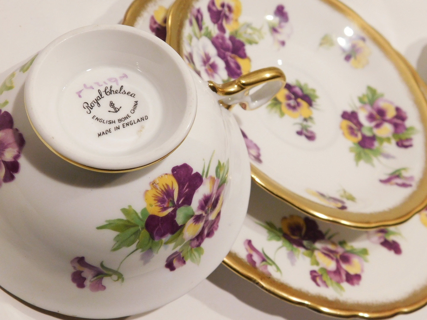 Royal Chelsea English Bone China Pansies Motif Tea Cups and - Etsy