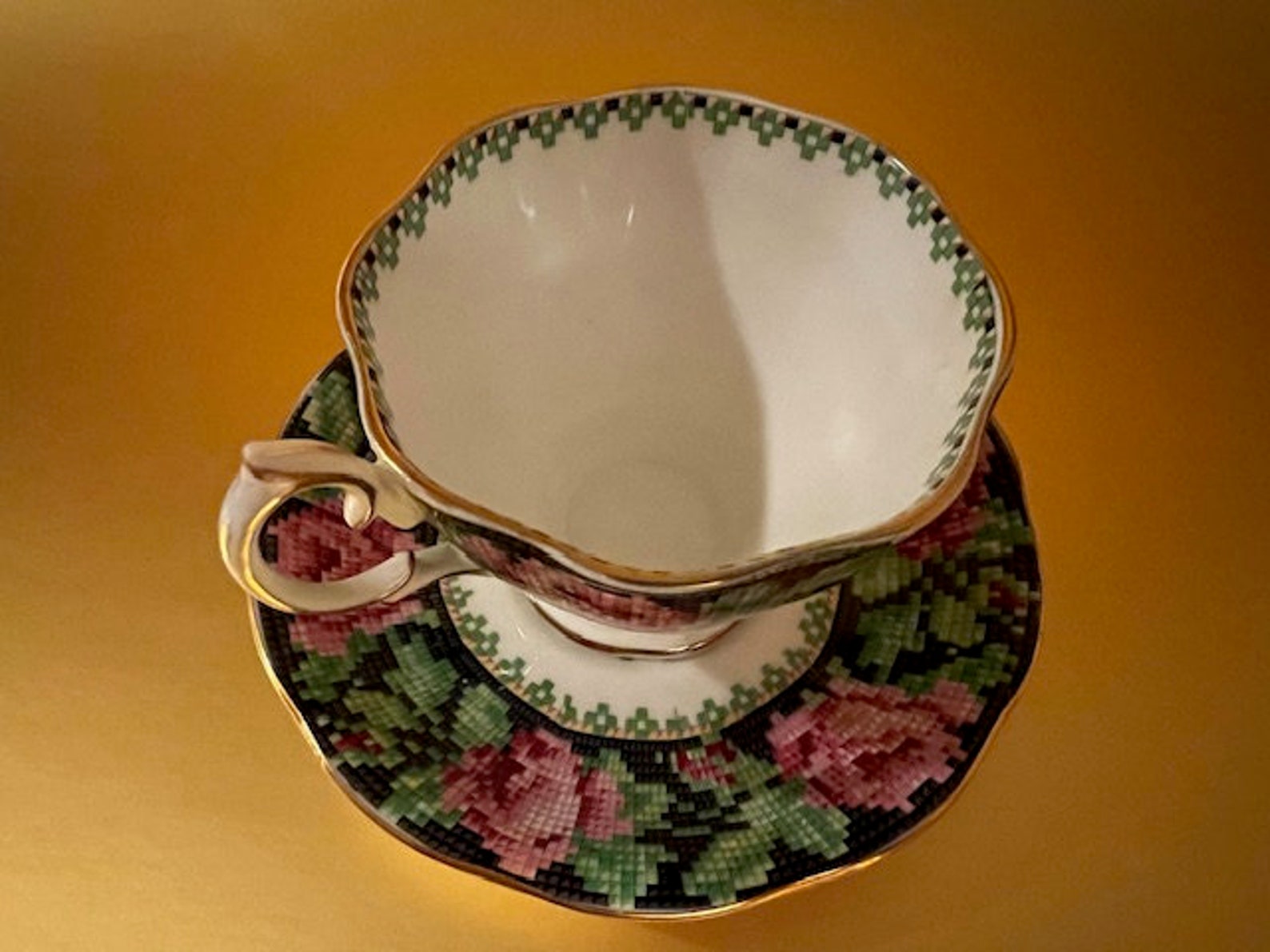 Vintage Royal Albert Bone China Rose Motif Needle Point Porcelain ...