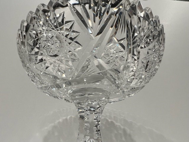 Vintage Cut Glass Crystal Compote - Etsy