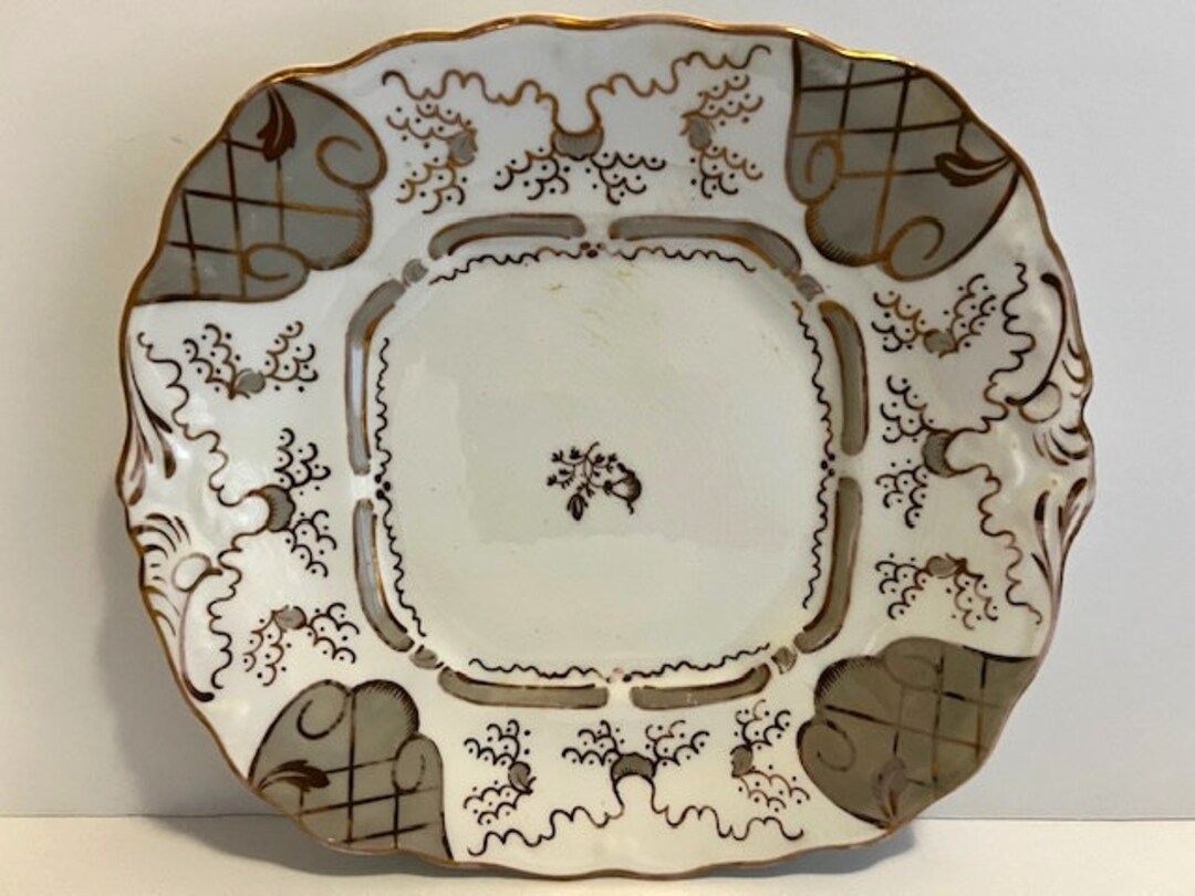 Antique Rockingham England Hand Painted Floral Motif Serving Dish ...