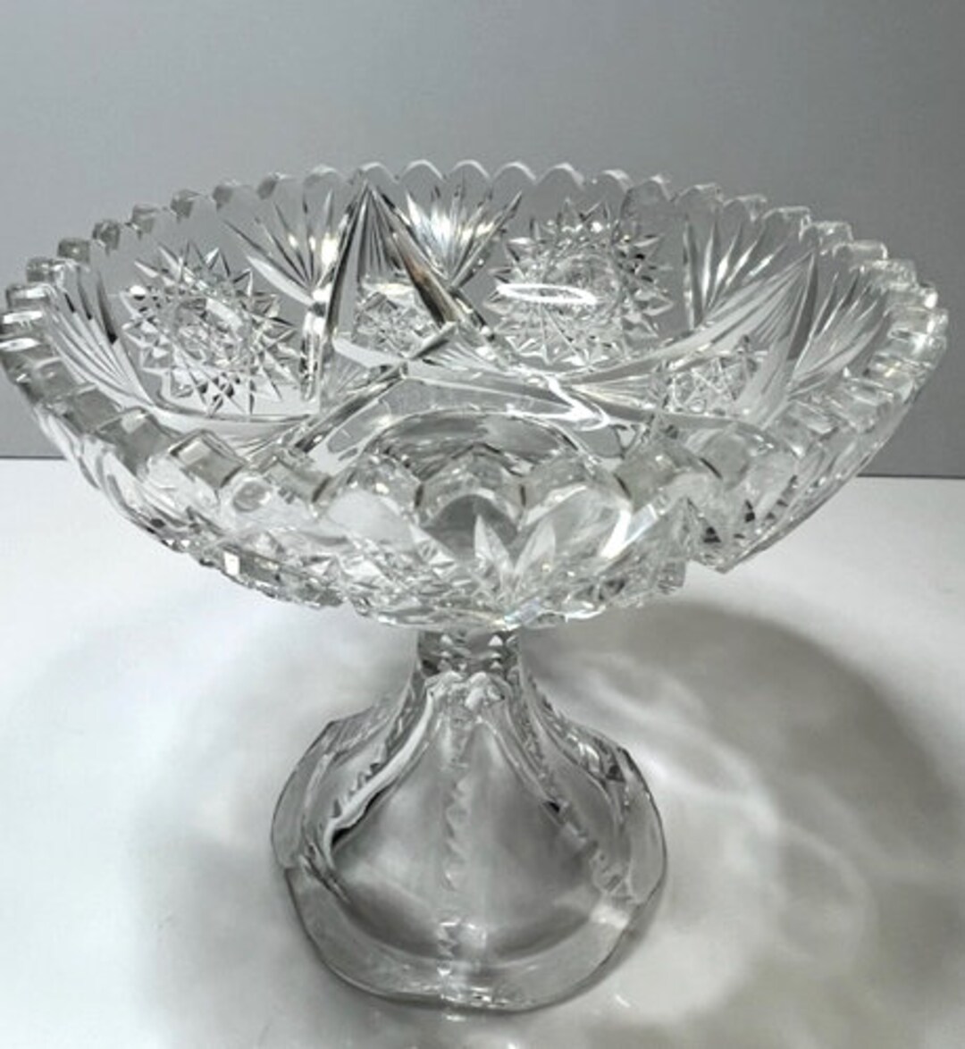 Vintage Cut Glass Crystal Compote - Etsy