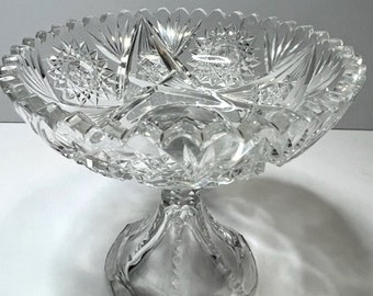 Antique Crystal Cut Glass Compote With Top Lid Crystal Glass Art Lover ...