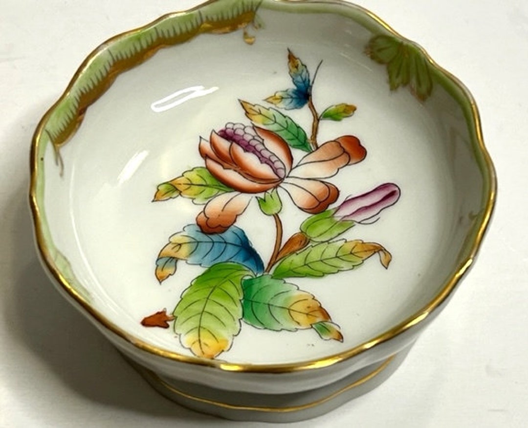 Vintage Rothchild Herend Floral Hand Pointed Motif Small Footed Plate ...