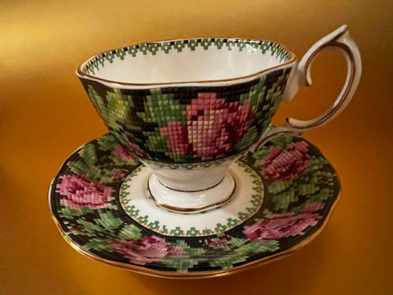 Vintage Royal Albert Bone China Rose Motif Needle Point Porcelain ...