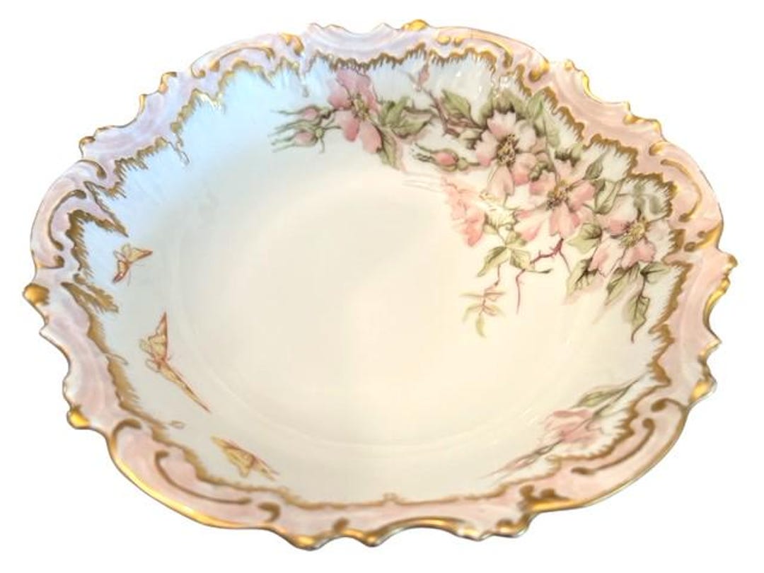 Antique Limoges France Bone China Briar Rose Hand Painted Bowl Gold ...
