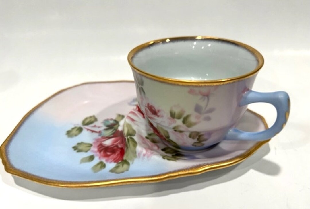 Vintage Nantucket China Floral Rose Motif Porcelain Teacup and Dessert ...