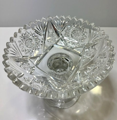 Vintage Cut Glass Crystal Compote - Etsy