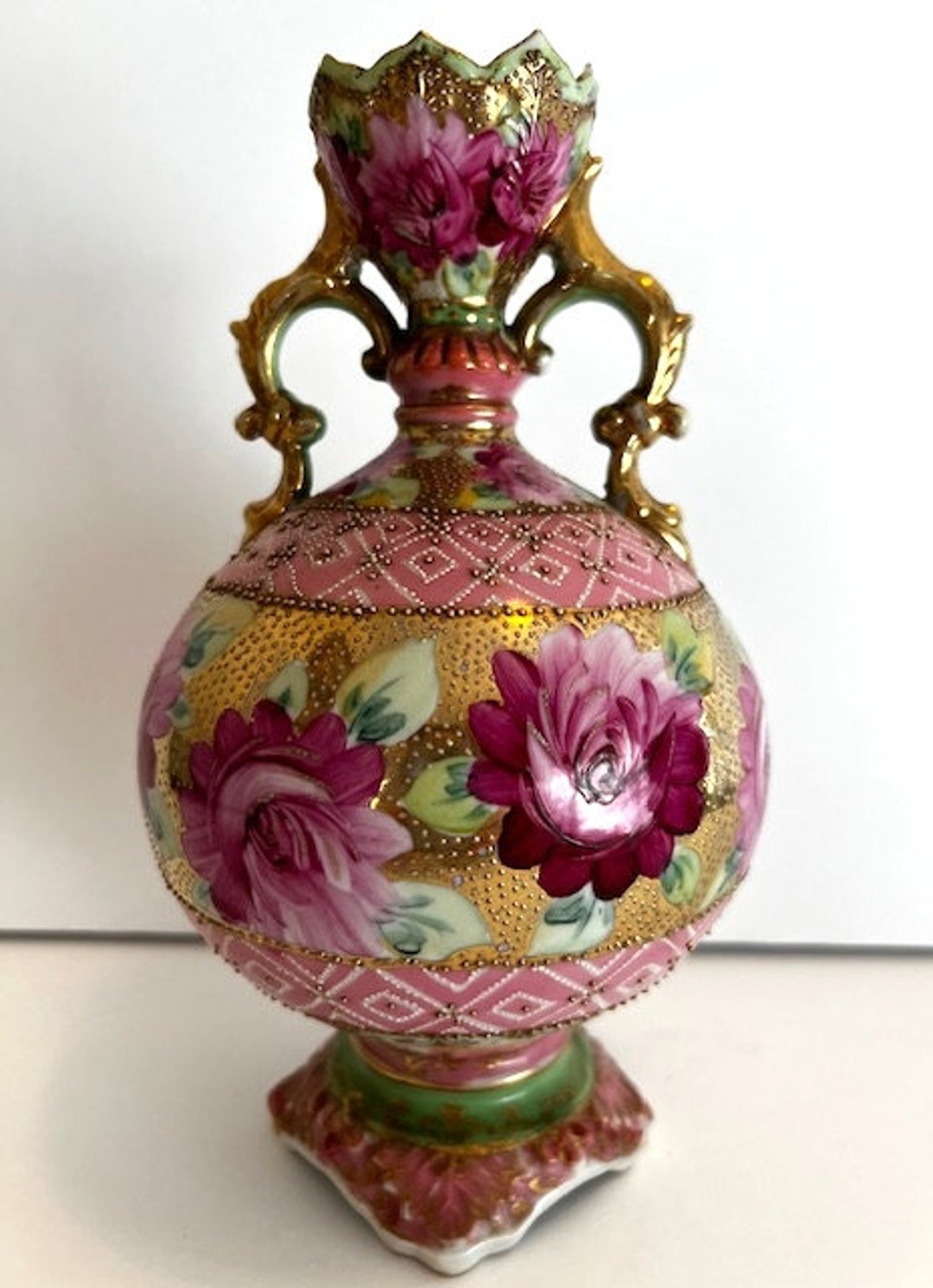Antique Royal Nippon Hand Painted Rose Motif Vase With Gold - Etsy ...
