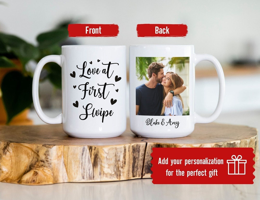 Personalized Love at First Swipe Mug Valentines Day, Custom Coffee Mug ...