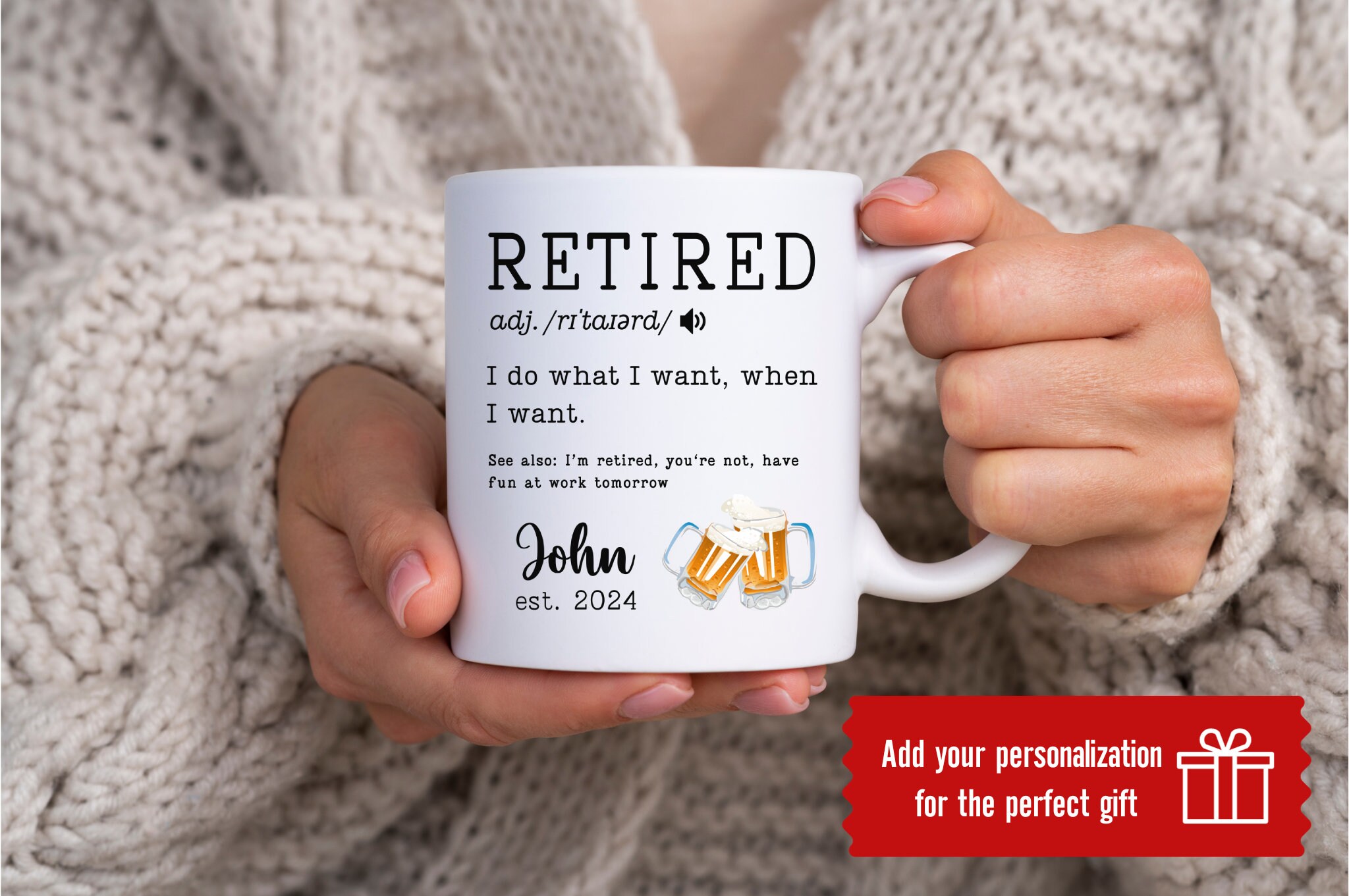Retirement Gifts for Men, Personalized Retired Mug, Funny Retirement ...