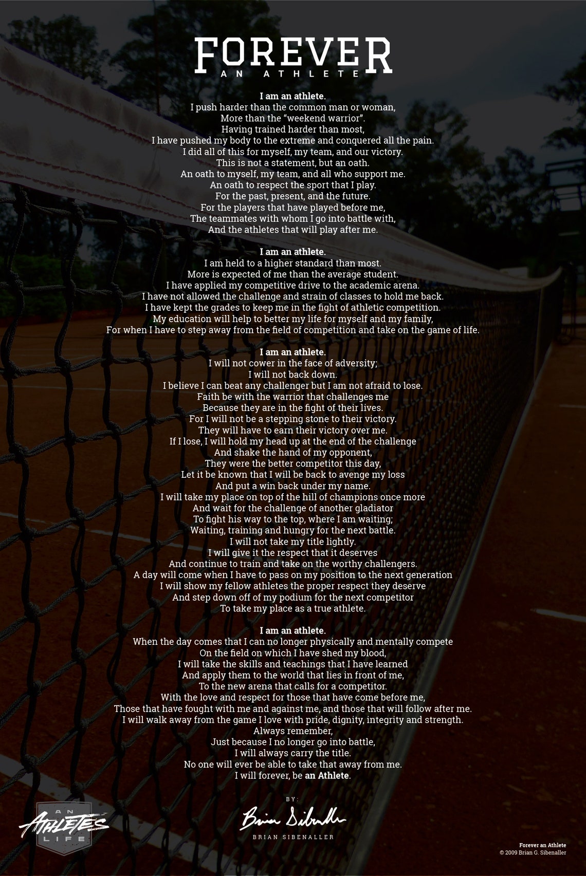 Tennis Forever an Athlete Poem Poster Print / Poetry Gift for Tennis ...