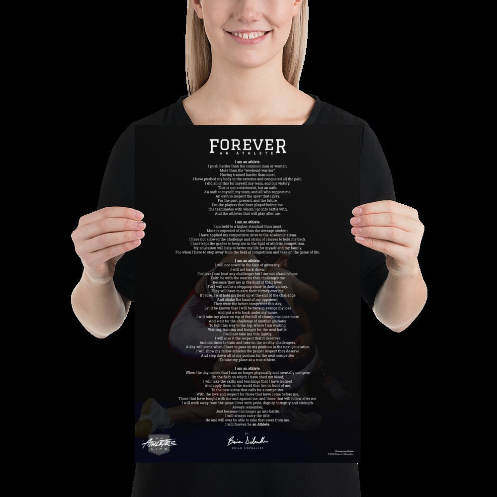 Wrestling Poem Poster Print / Forever an Athlete Poetry Gift ...