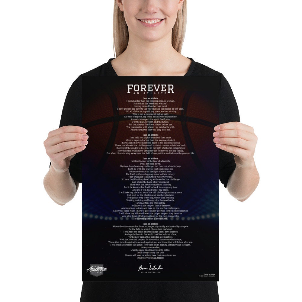 Basketball Poem Poster Print / Forever an Athlete Poetry Gift ...