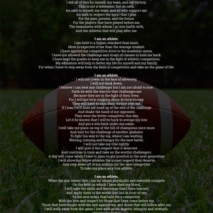 Football Poem Poster Print / Forever an Athlete Poetry Gift / Football ...