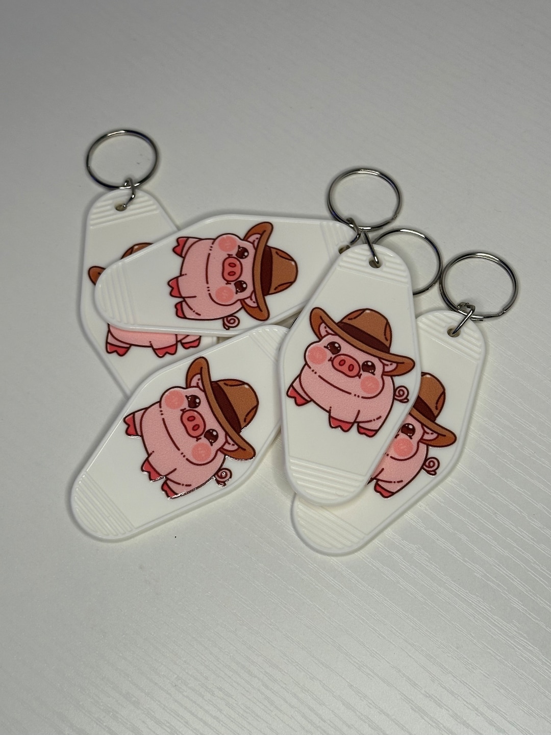 Cowboy Piggy Motel Keychain Western Keychain Country - Etsy