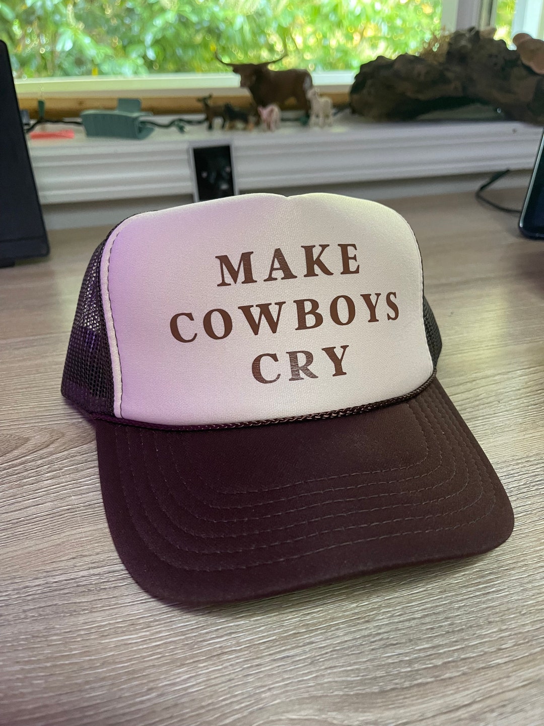Make Cowboys Cry Hat Summer Country Hat Trendy Brown Trucker Hat ...