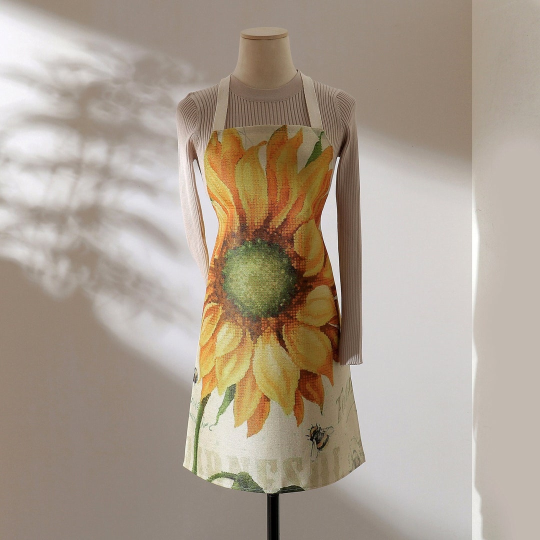 Sunflower Autumn Botanical Full Kitchen Cooking Apron Flowers Garden ...