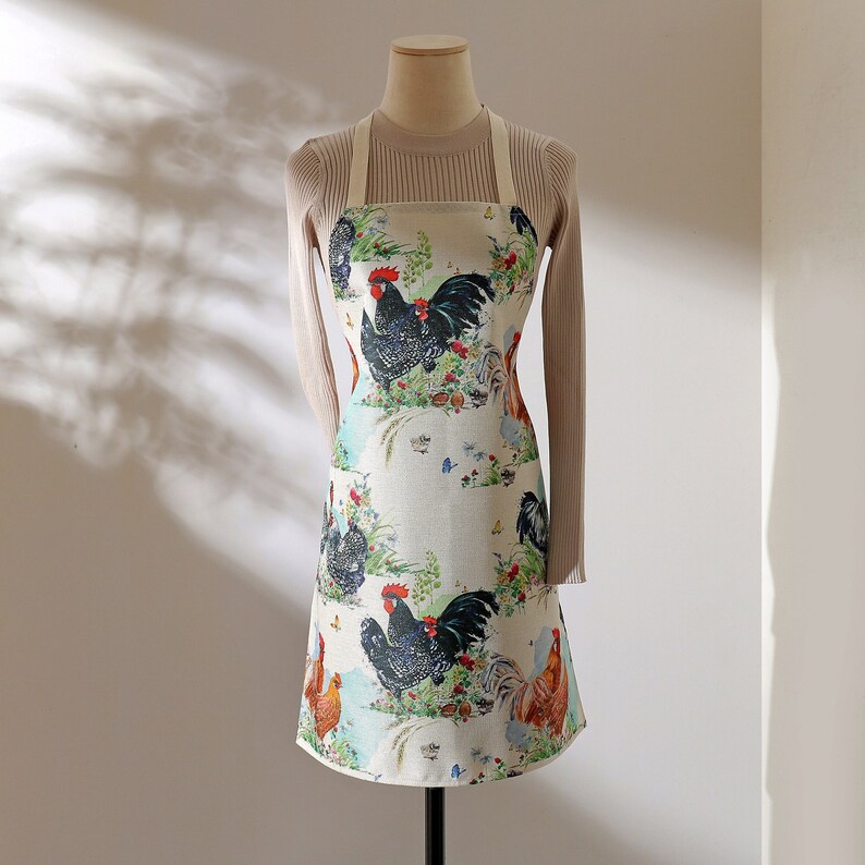 Floral Rooster Chicken Owl Bird Full Adult Apron Cute Kitchen Graden ...