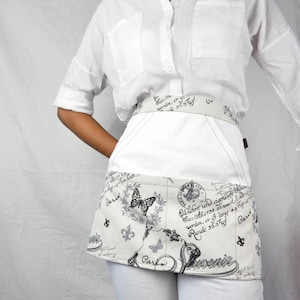 Vintage Newspaper Retro Calligraphy Printed 6 Pockets Half Apron Gift ...