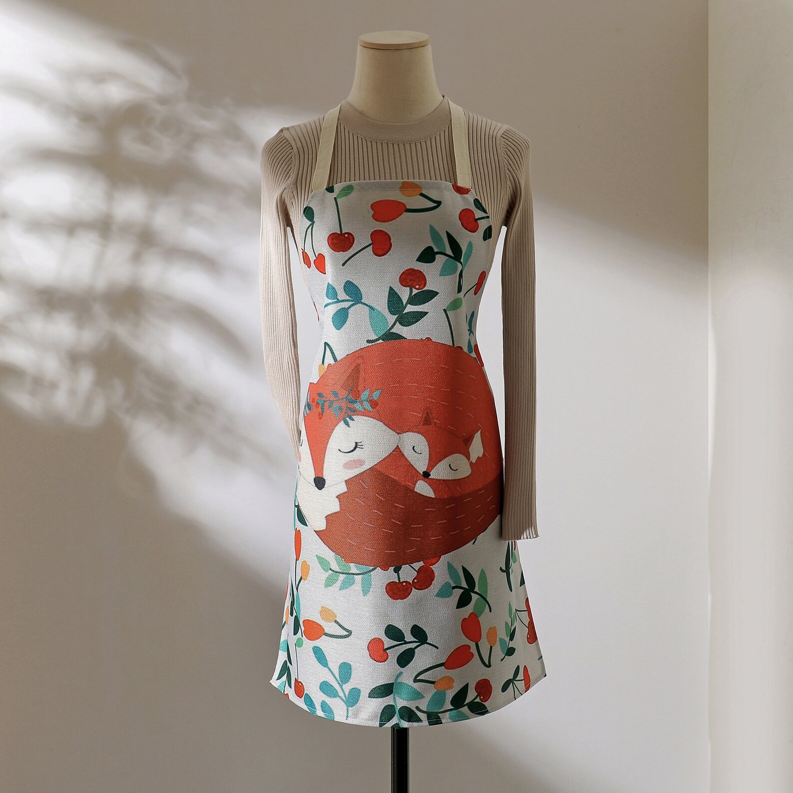 Orange and Navy Fox Apron, Colorful Forest Animal Winter Fox Cooking ...