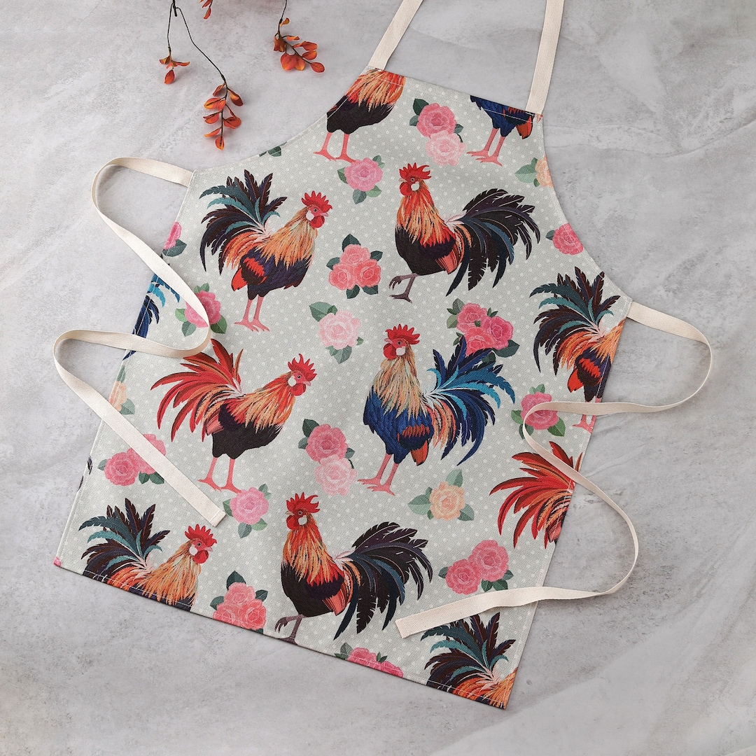 Floral Rooster Chicken Owl Bird Full Adult Apron Cute Kitchen Graden ...