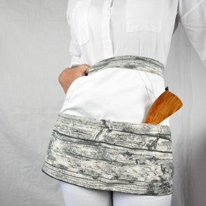 Vintage Newspaper Retro Calligraphy Printed 6 Pockets Half Apron Gift ...