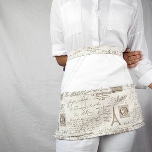 Vintage Newspaper Retro Calligraphy Printed 6 Pockets Half Apron Gift ...