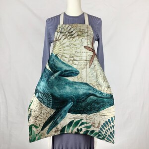 Denim Blue Ocean Theme Aprons Crab Squid Turtle Seahorse Grill Apron ...