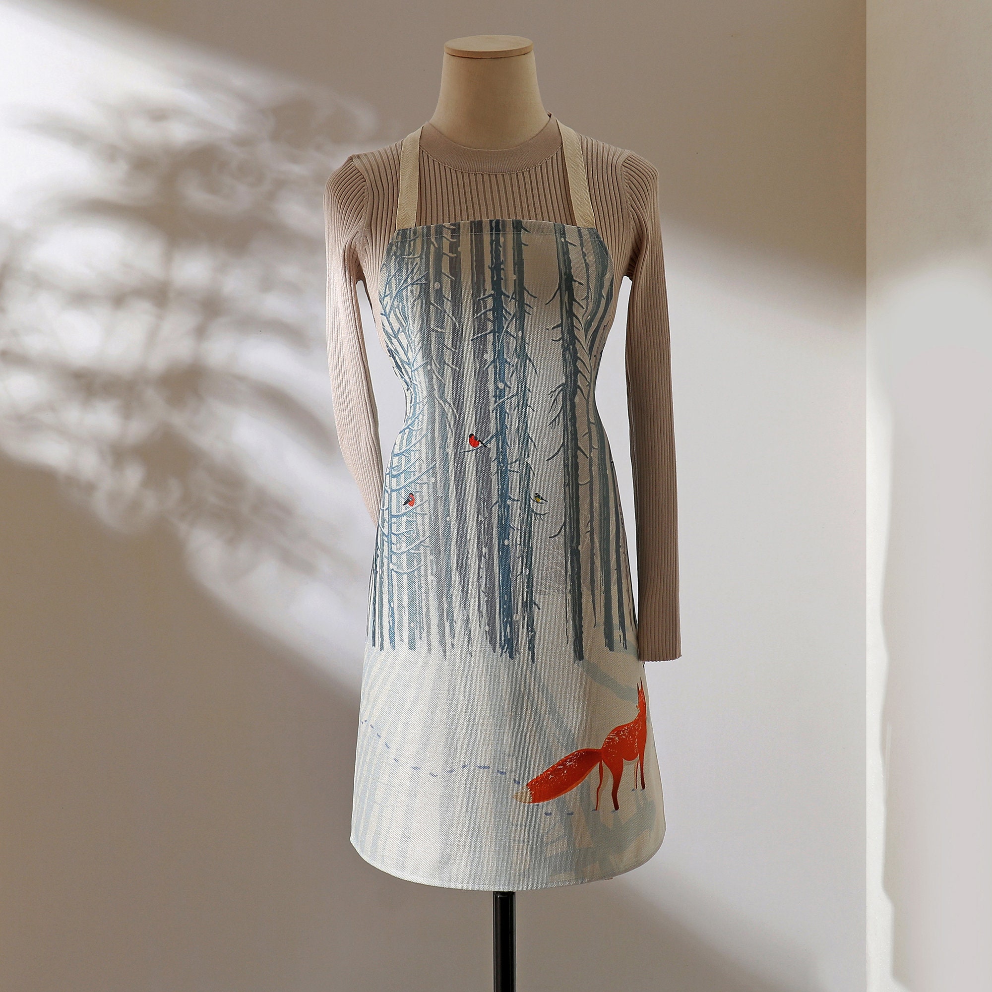 Orange and Navy Fox Apron, Colorful Forest Animal Winter Fox Cooking ...