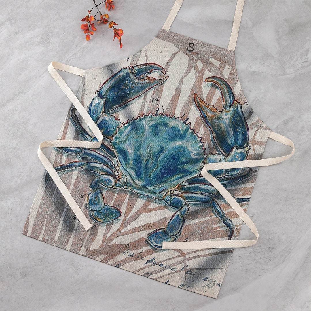 Denim Blue Ocean Crab Squid Turtle Seahorse Grill Apron Unisex Marine ...