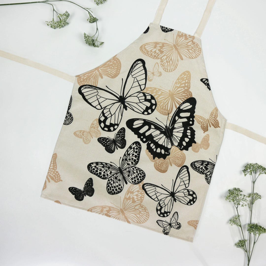 Black Khaki Butterflies Kitchen Cooking Apron Garden Apron Gift ...