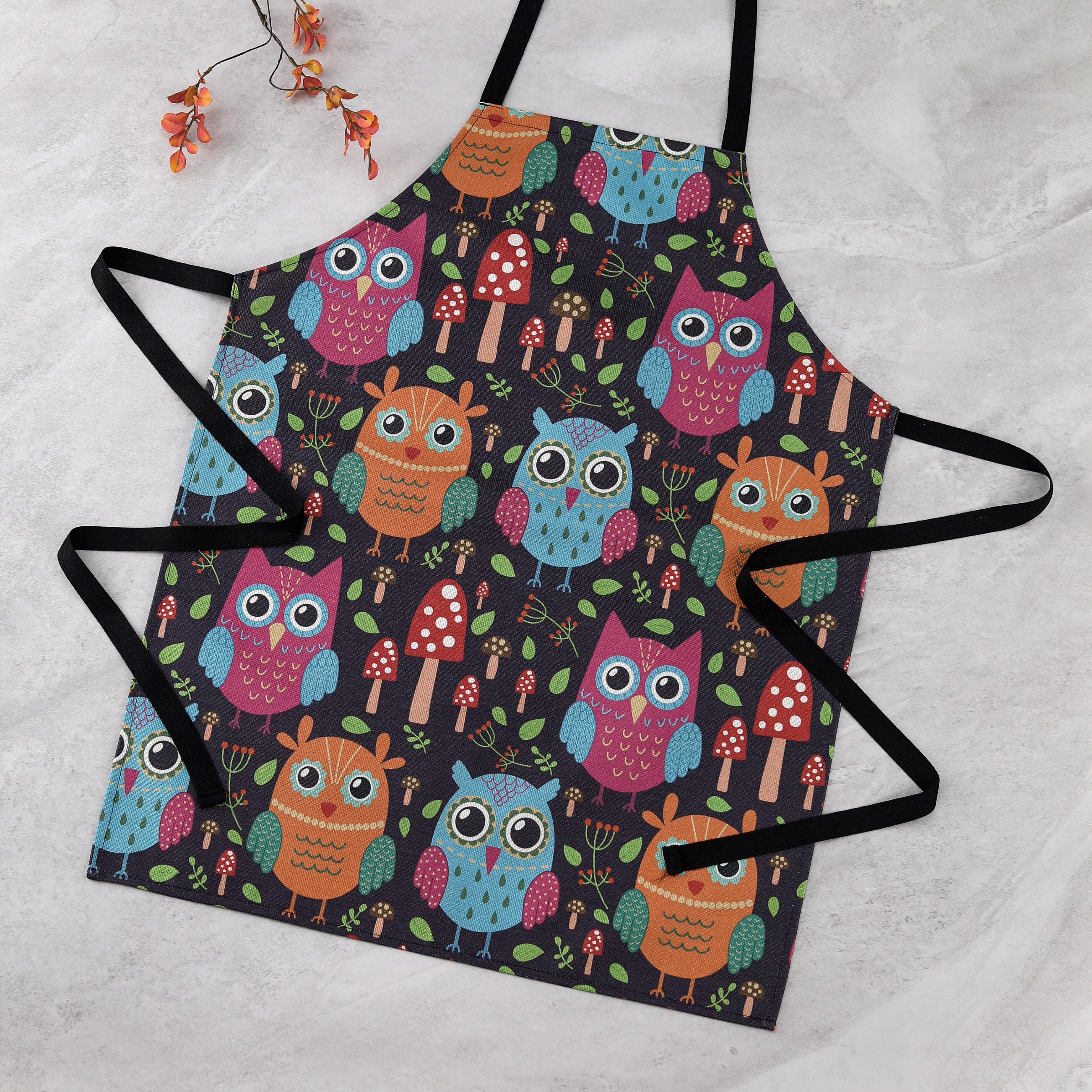 Floral Rooster Chicken Owl Bird Full Adult Apron Cute Kitchen Graden ...