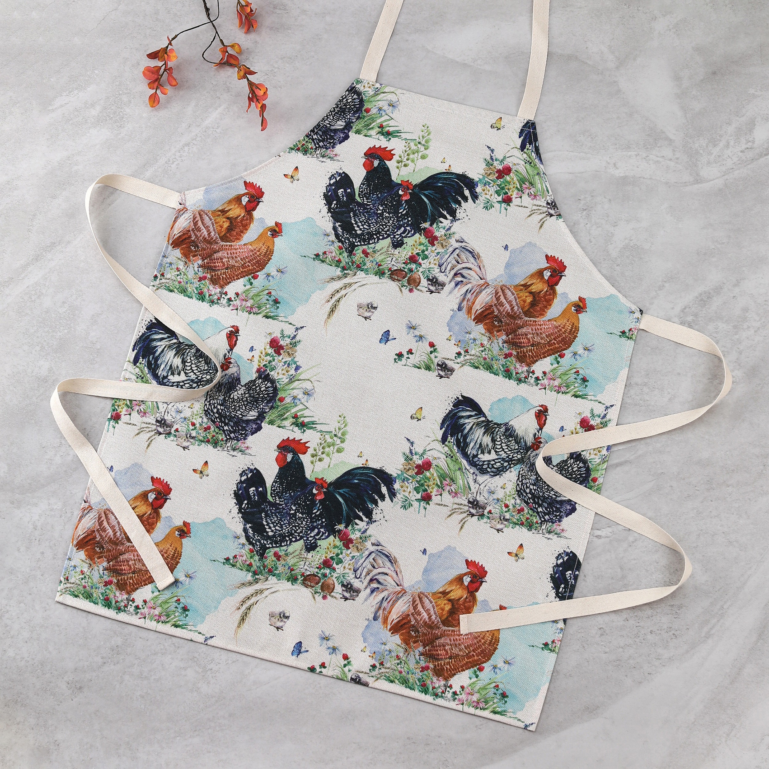Floral Rooster Chicken Owl Bird Full Adult Apron Cute Kitchen Graden ...