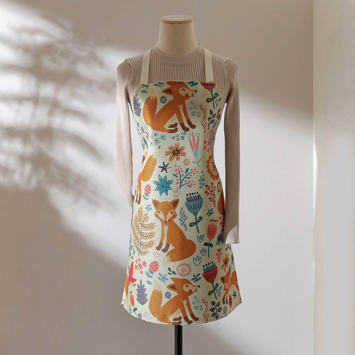 Orange and Navy Fox Apron, Colorful Forest Animal Winter Fox Cooking ...