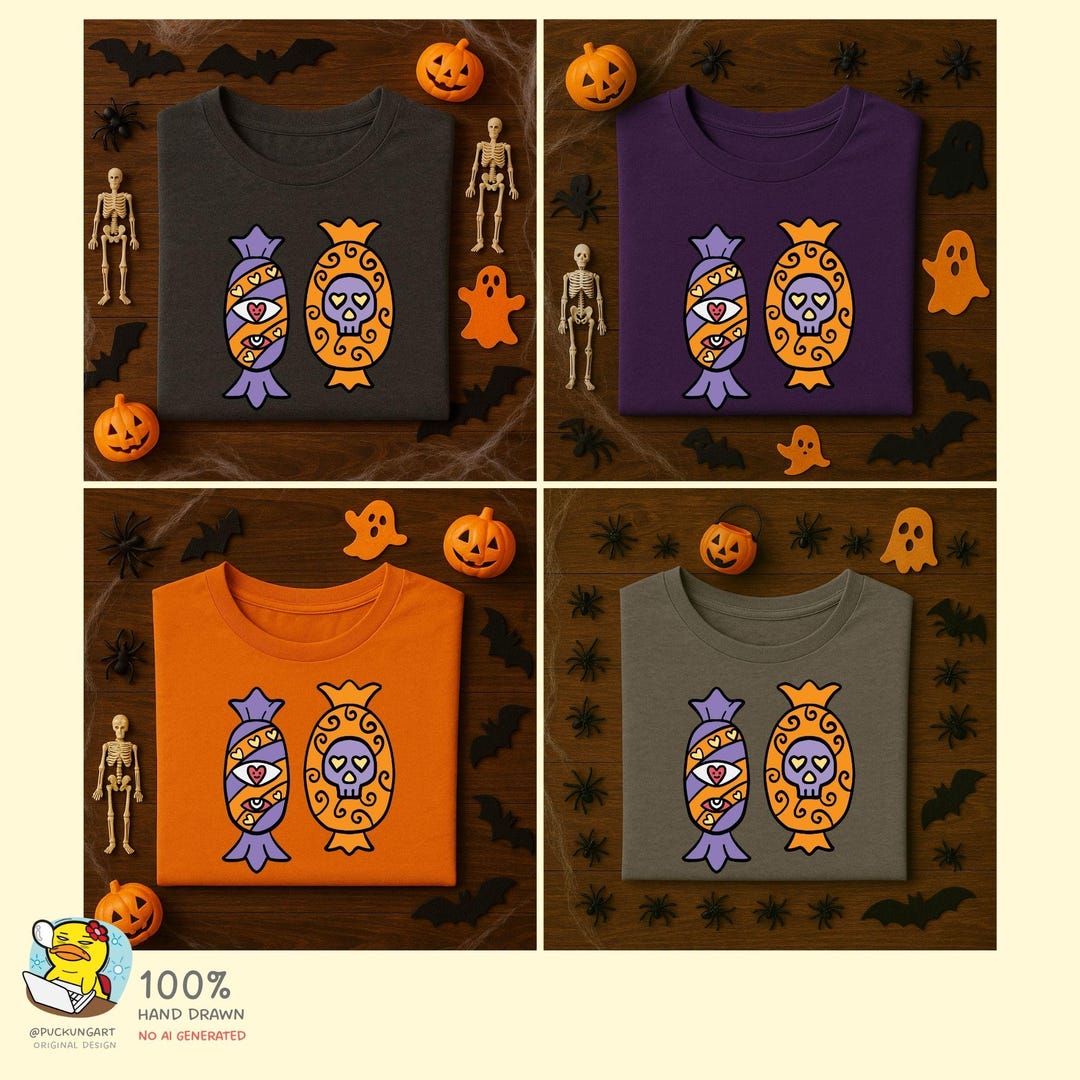 Kawaii Halloween Candy Clipart | Skull, Heart Eye Sweets PNG - Etsy