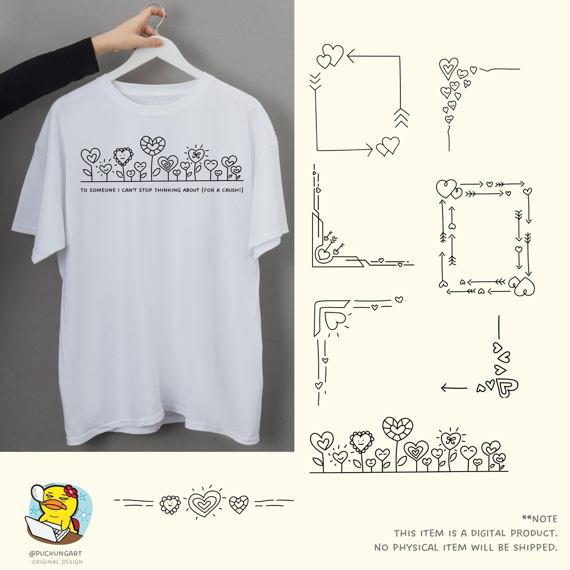 Hand Drawn Arrow & Heart Doodle Frames: SVG PNG Clipart (digital ...