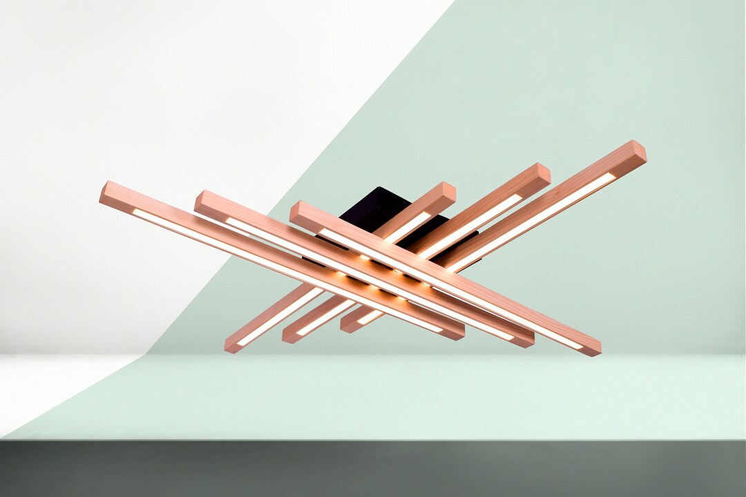 Modern Wood Linear Light Kit | Oak Ceiling Lighting - Etsy