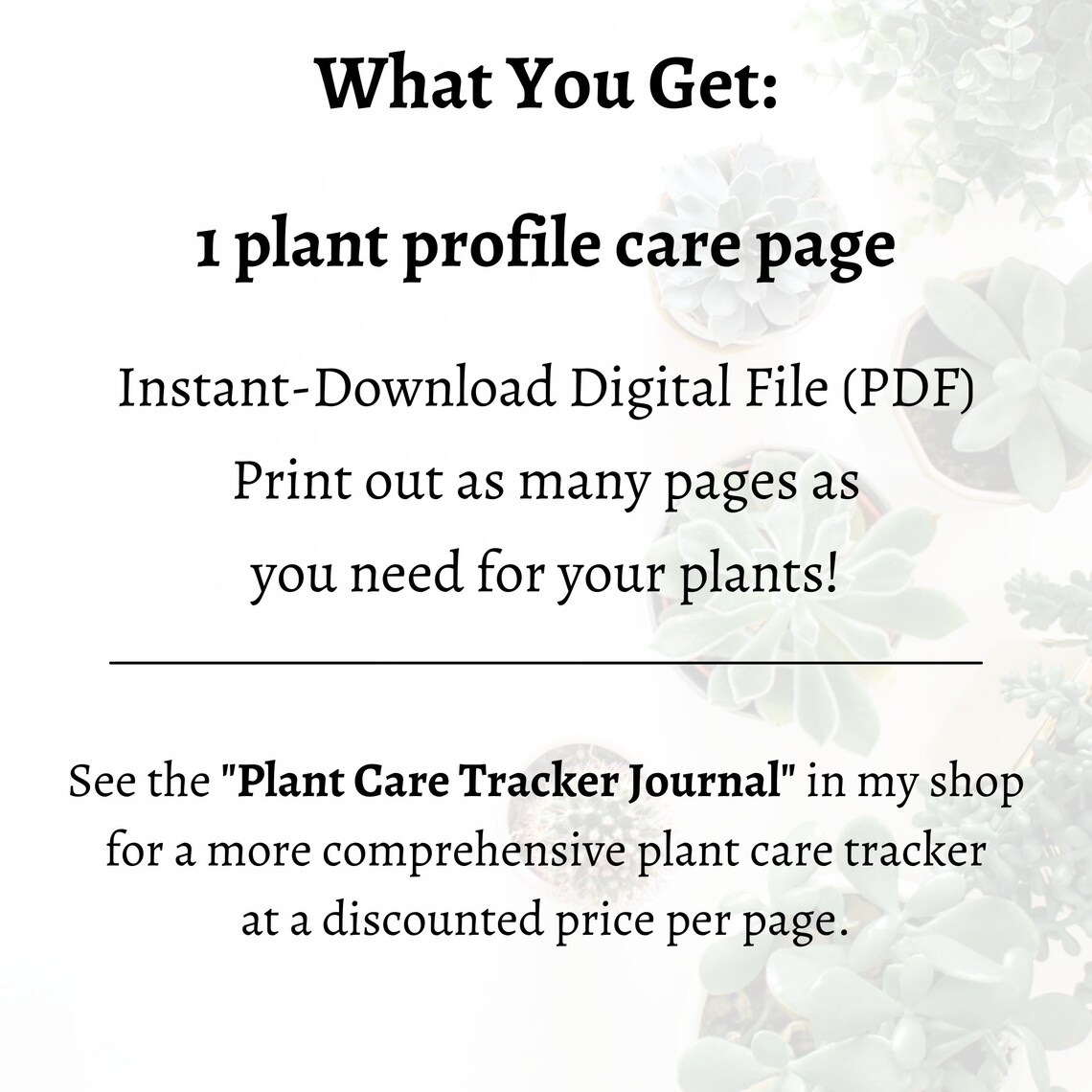 Plant Profile Care Page, Printable, Digital Download, Instant Download ...