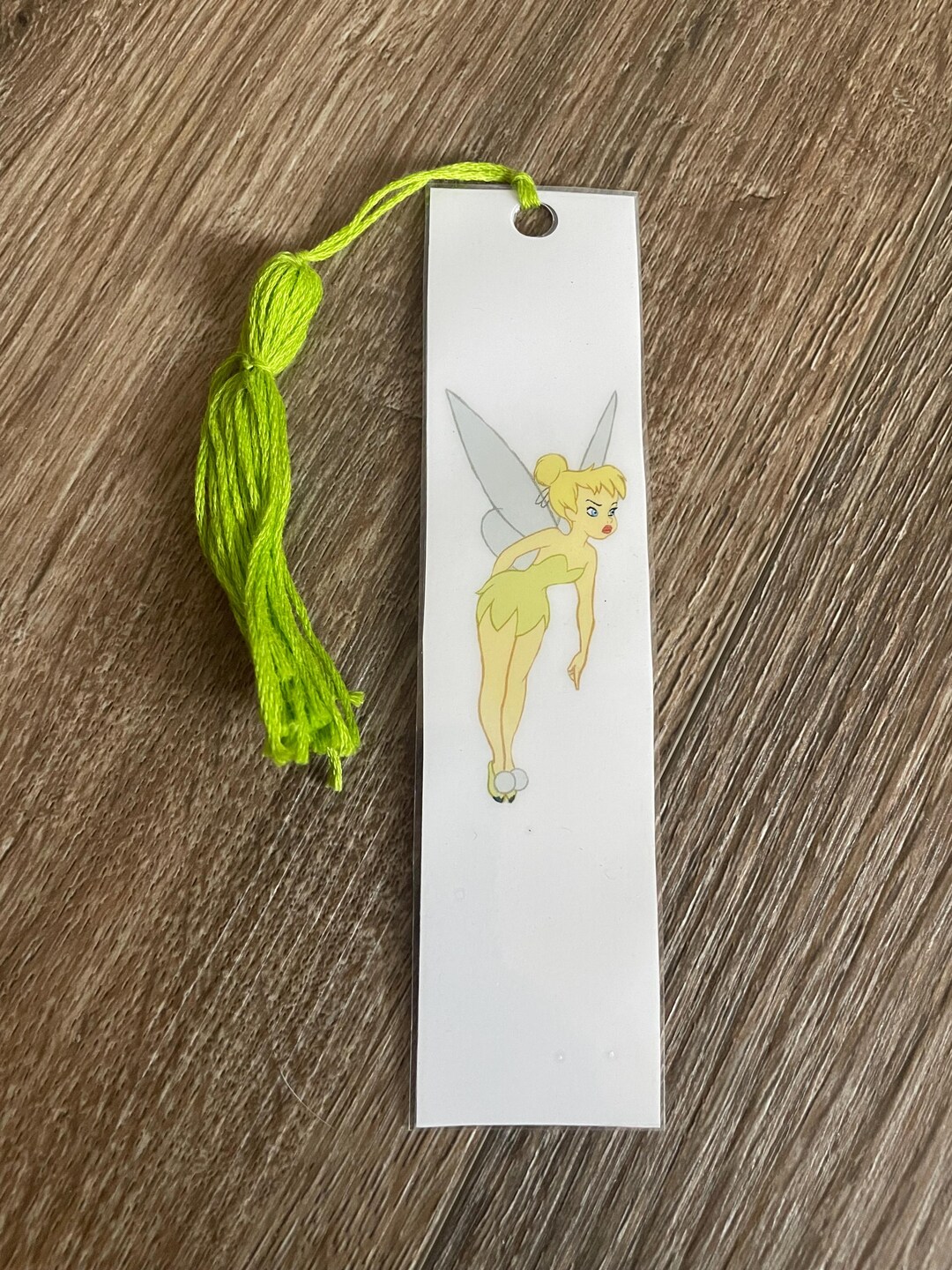 Tinkerbell Disney Fairy Bookmark With Green Tassle Handmade Vintage ...