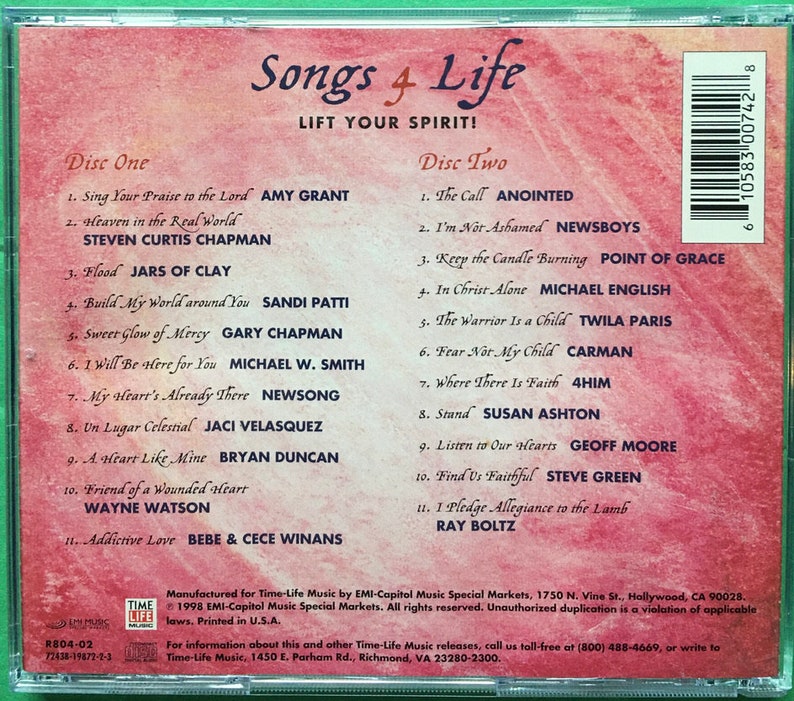 Songs 4 Life Lift Your Spirit Various Artists Like New Christian 2 CD ...